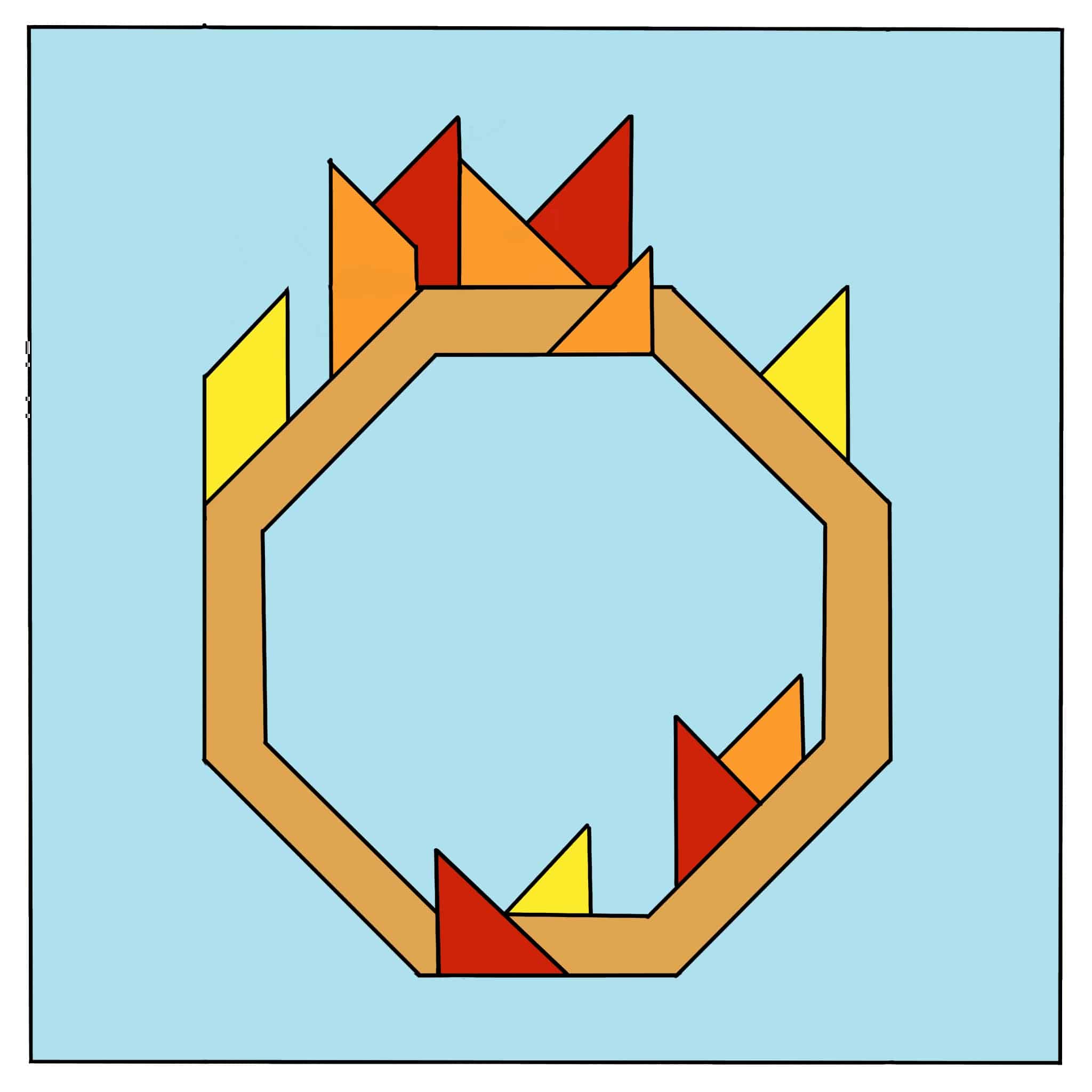 Flaming Hoop Quilt Block - Always Expect Moore