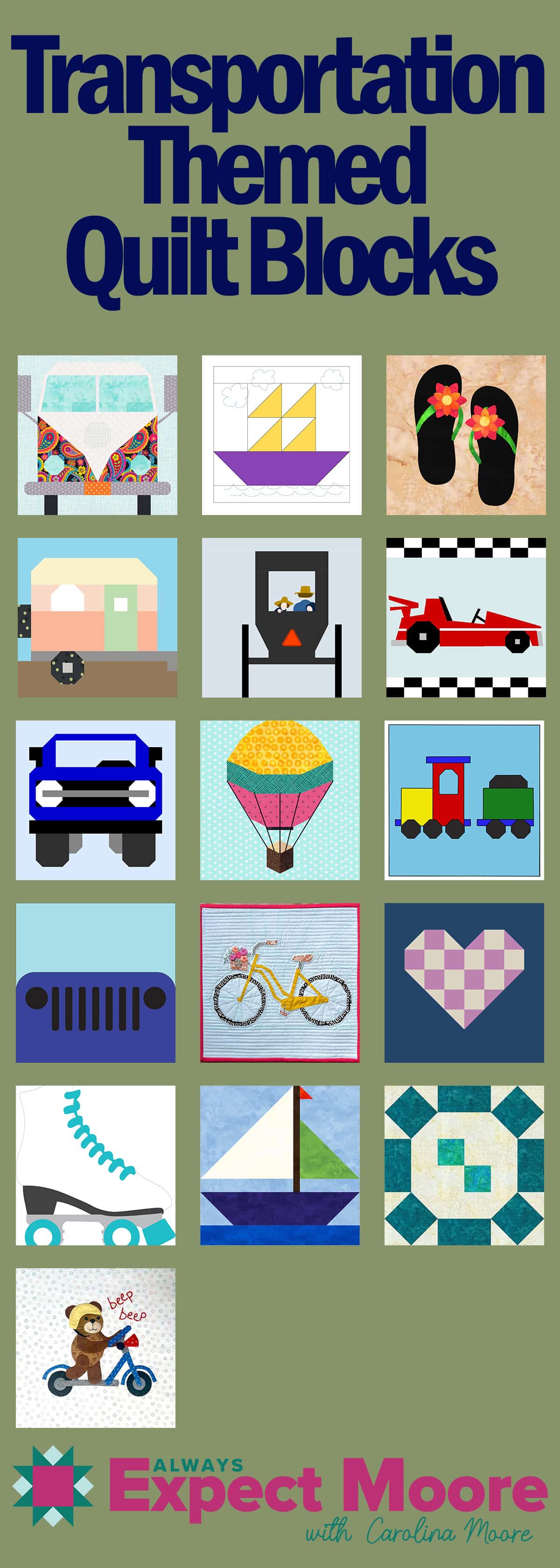 Train Quilt Block - Free Pattern - Always Expect Moore