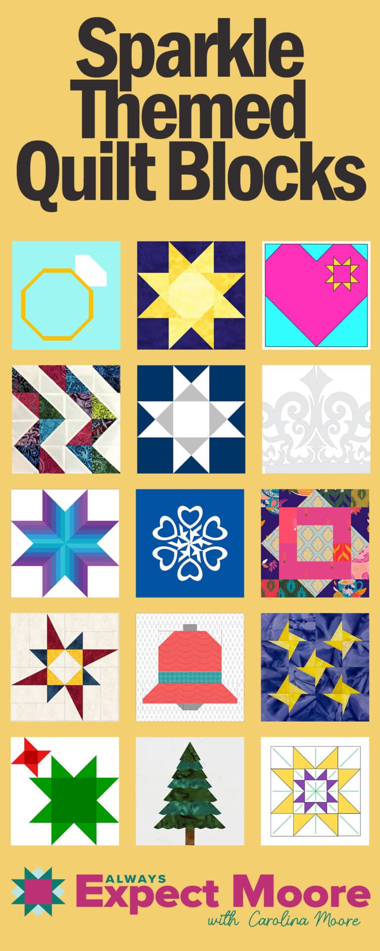 Sparkle Heart Quilt Block - Free Pattern - Always Expect Moore