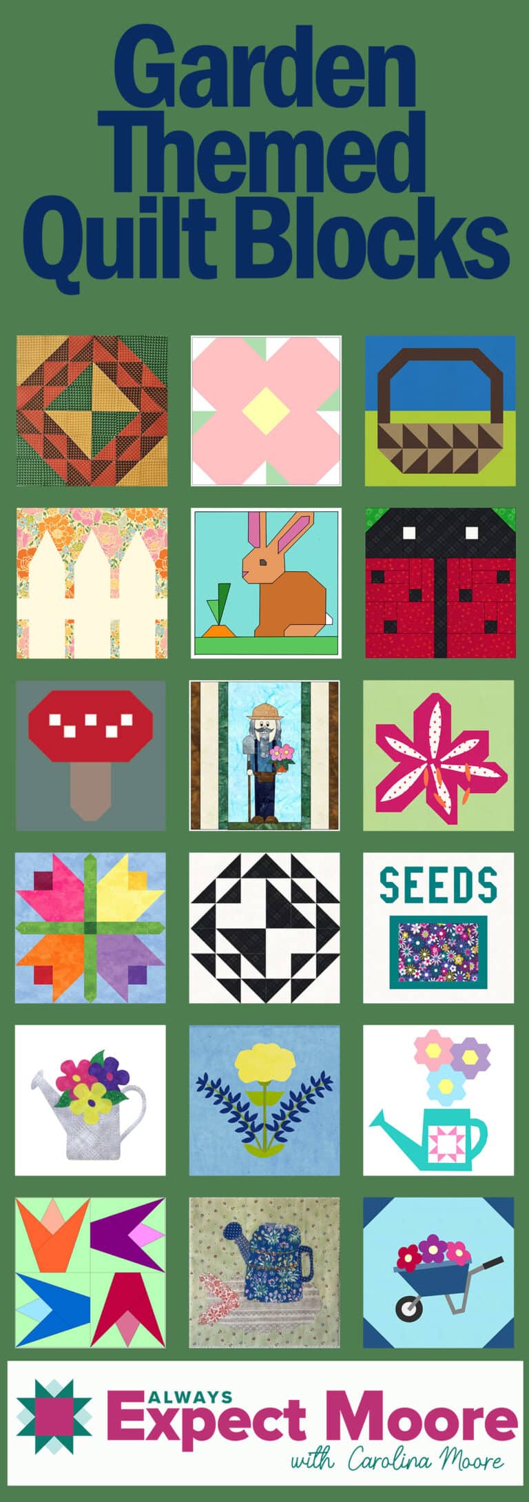 Bunny and Carrot Quilt Block - Always Expect Moore